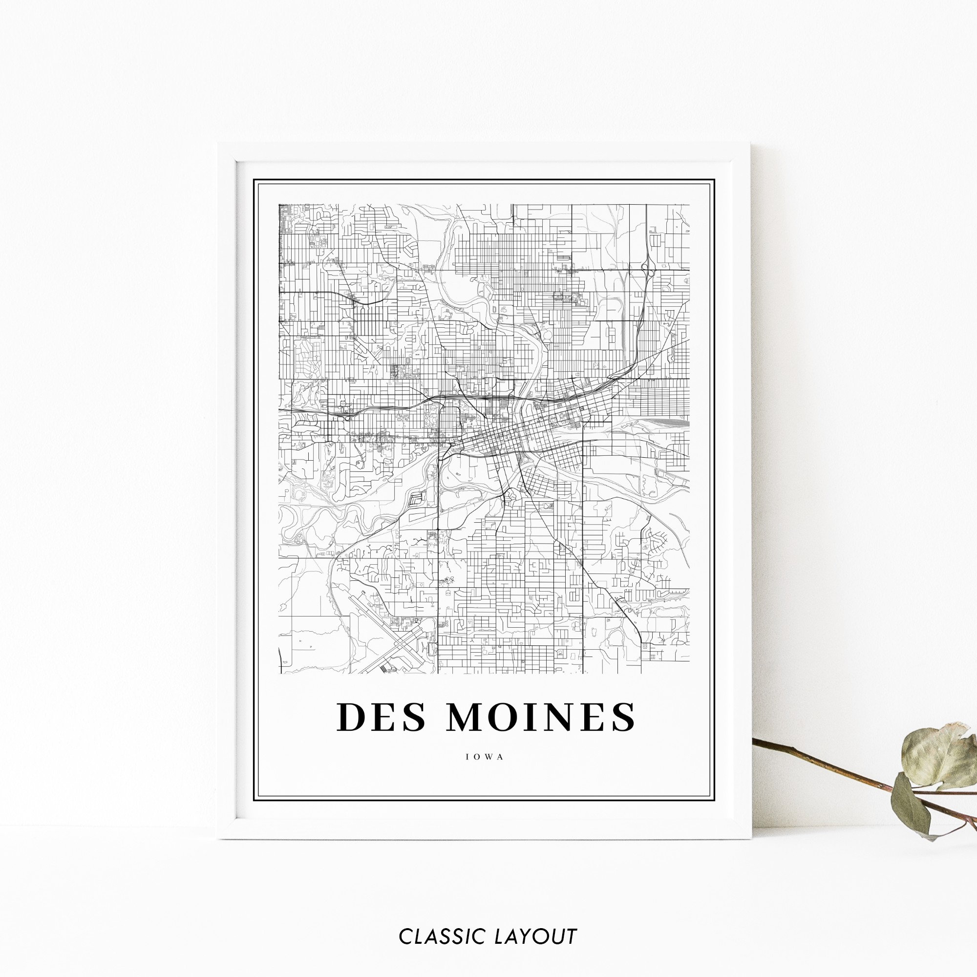 Des Moines IA Map Print Iowa USA Map Art Poster Polk County - Etsy
