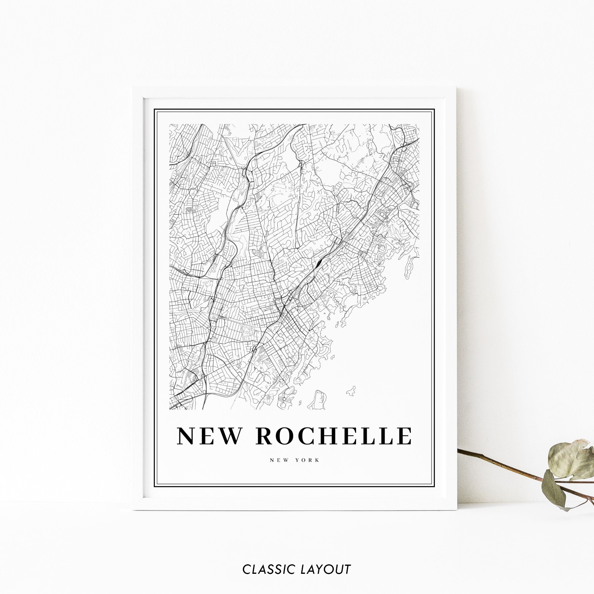 New Rochelle NY Map Print New York USA Map Art Poster | Etsy