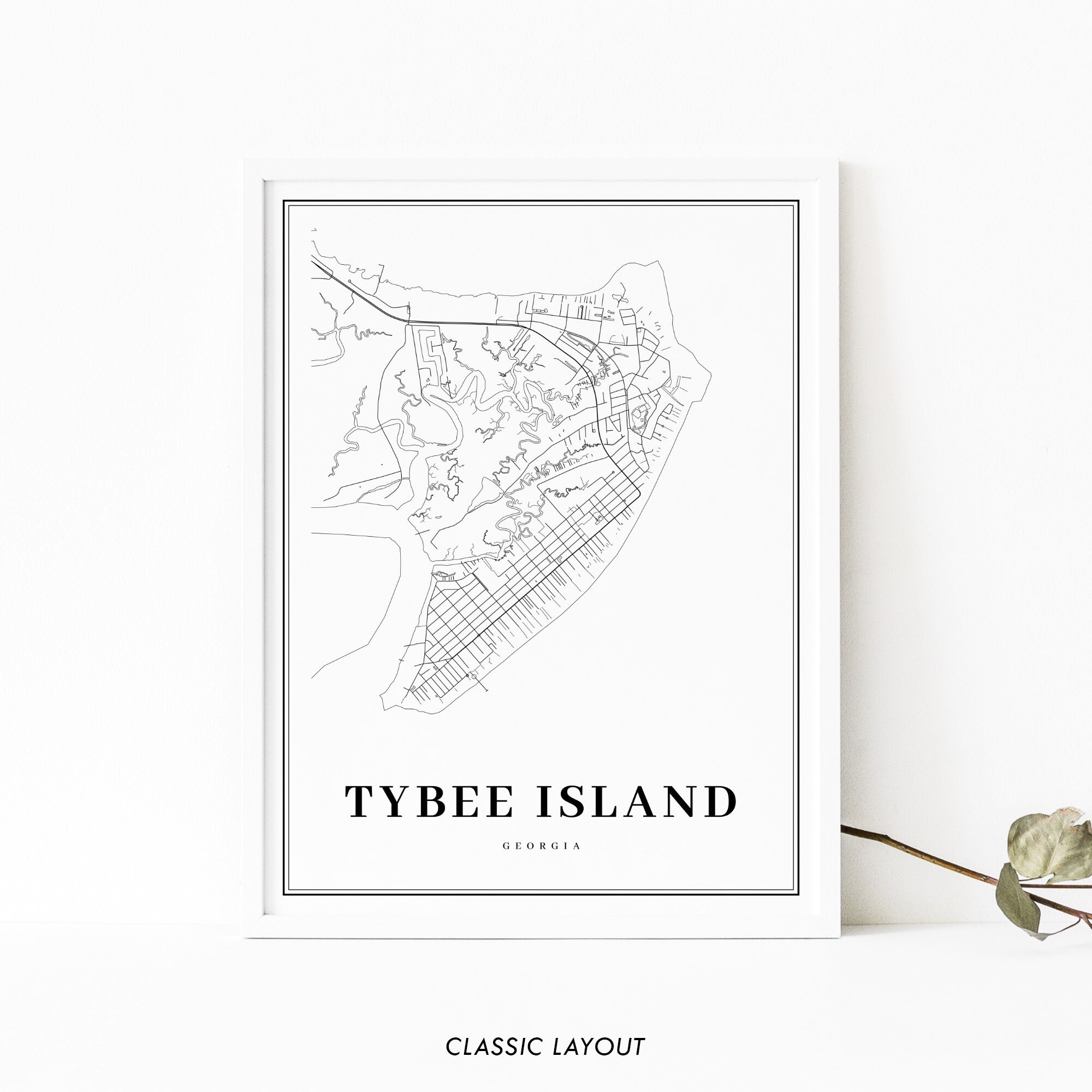 Tybee Island GA Map Print Georgia USA Map Art Poster | Etsy