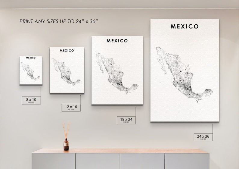 Mexico Map Print Road Map Poster México Estados Unidos - Etsy