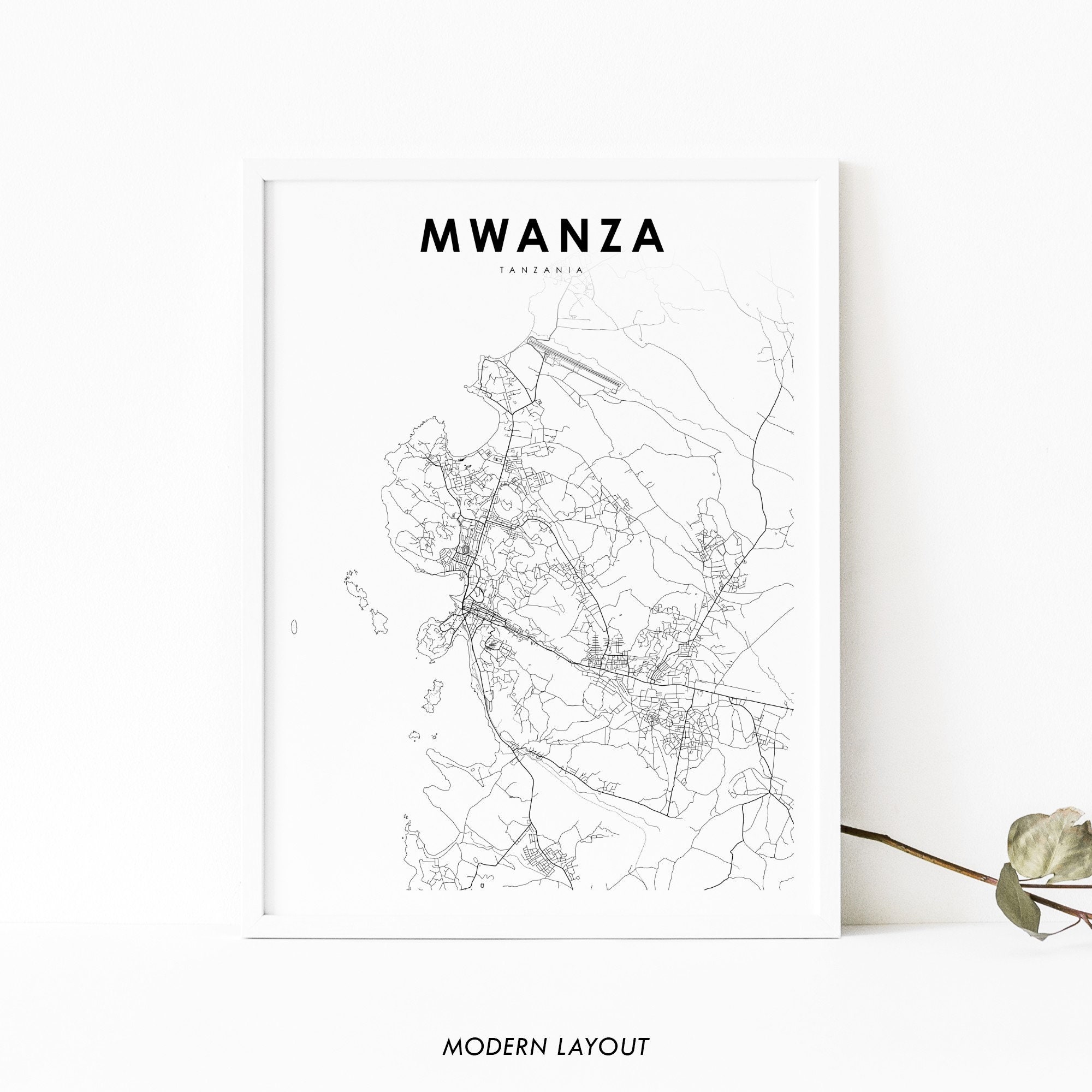 Mwanza Tanzania Map Print Map Art Poster Nyanza Lake | Etsy