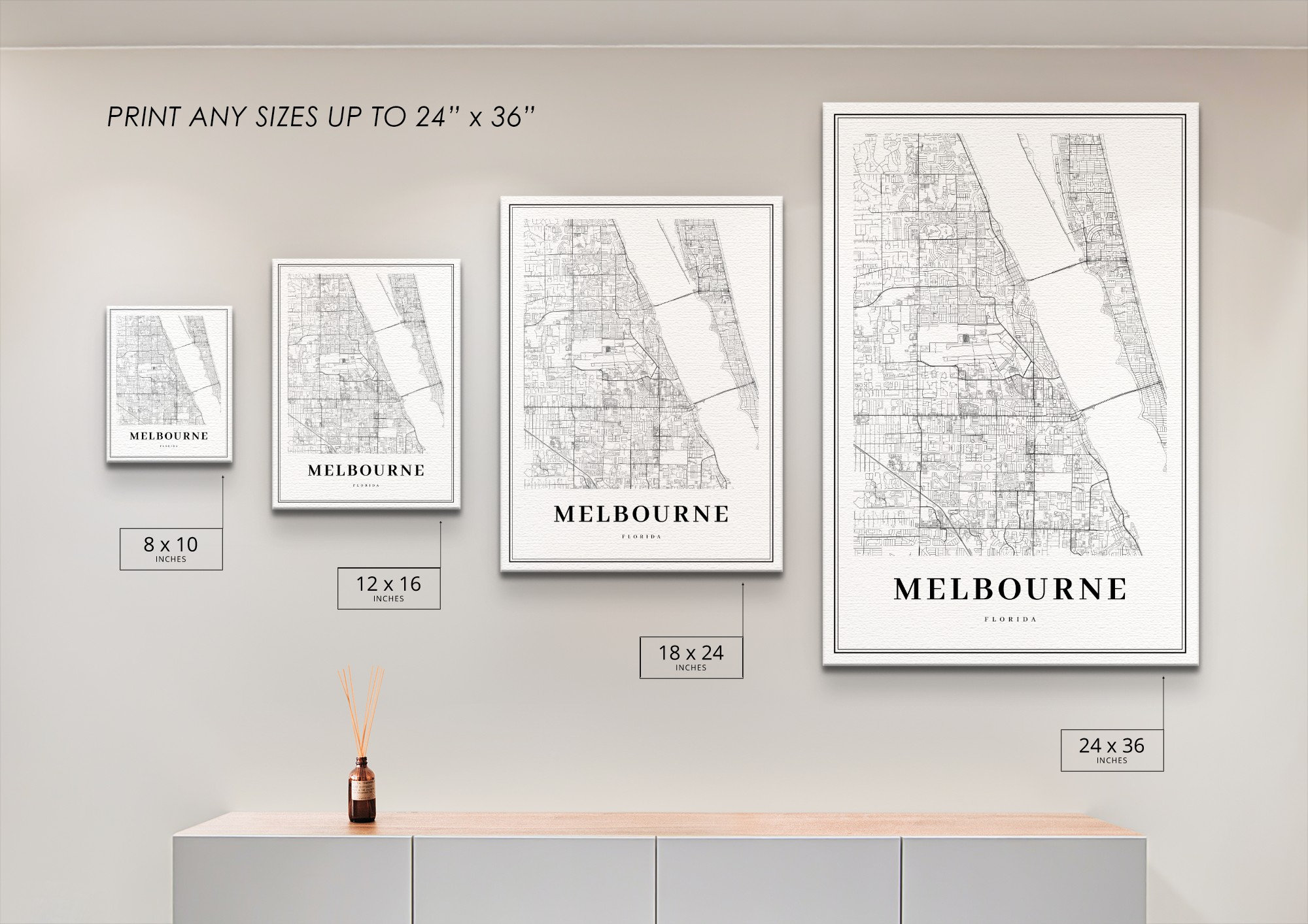 Melbourne FL Map Print Florida USA Map Art Poster Brevard | Etsy