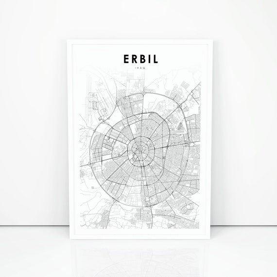 Erbil Iraq Map Print Map Art Poster أربيل Irbil Arbīl | Etsy