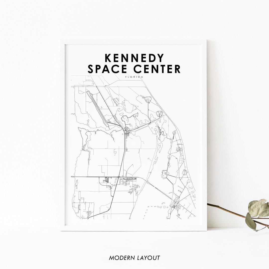 Kennedy Space Center FL Map Print, Florida USA Map Art Poster, KSC City ...