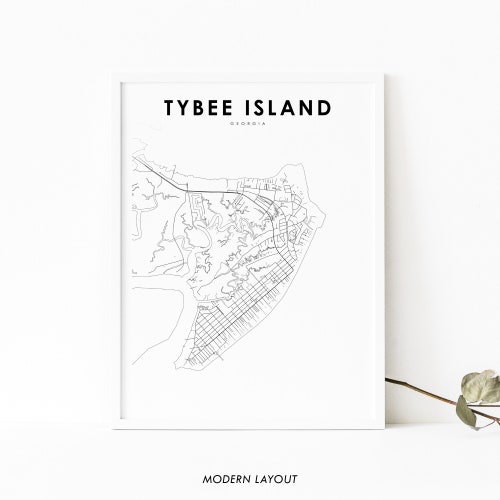 Tybee Island Georgia Beach Map Print. Georgia Art Travel and - Etsy