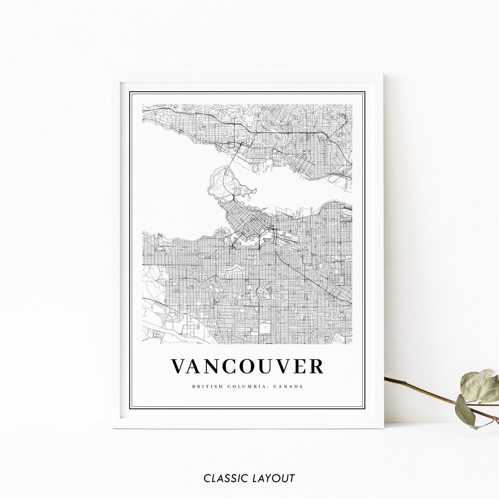 Vancouver BC Map Print British Columbia Canada Map Art | Etsy