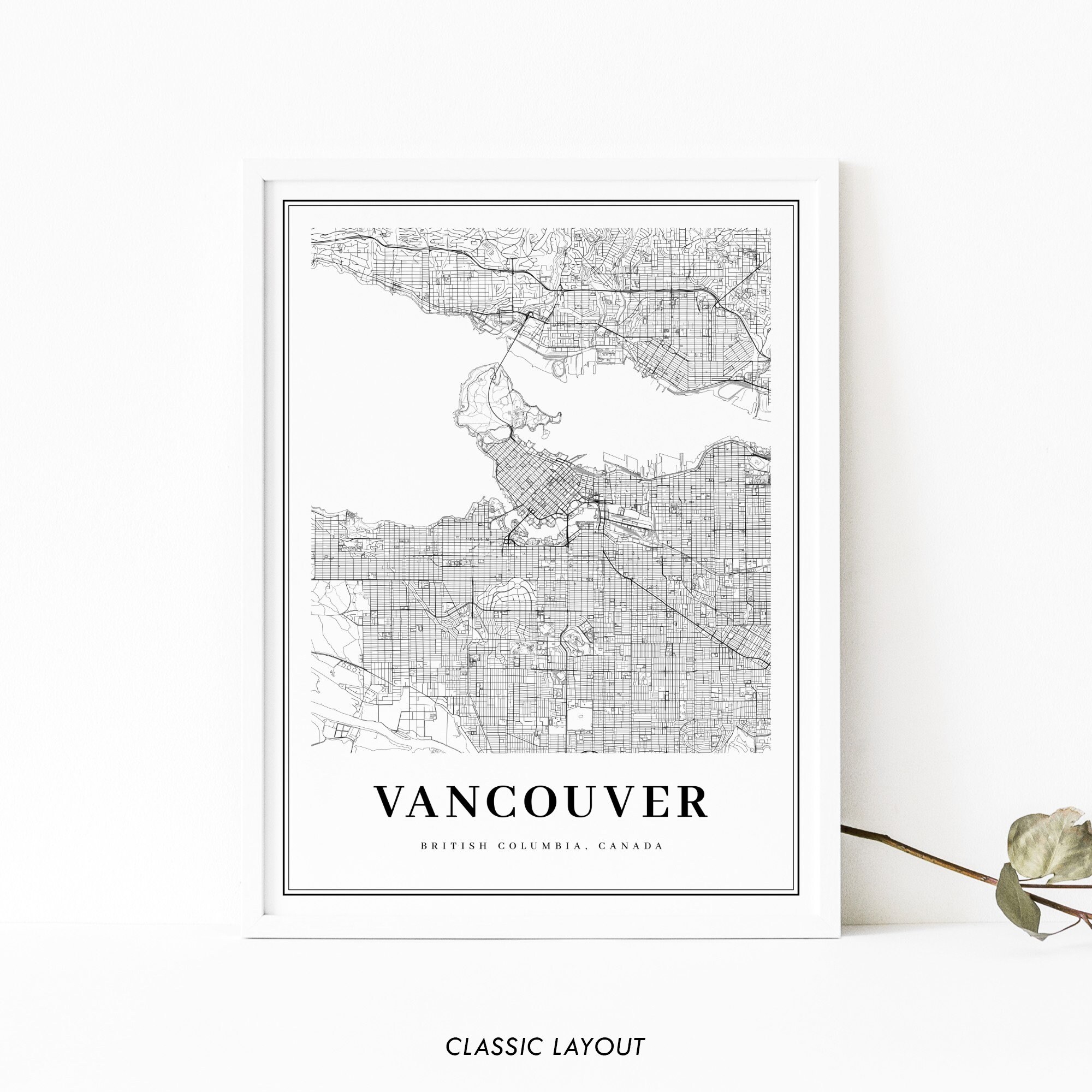 Vancouver BC Map Print British Columbia Canada Map Art | Etsy