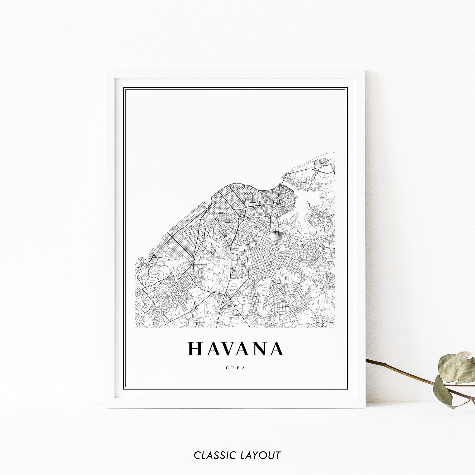Havana Cuba Map Print Map Art Poster La Habana Cuban City | Etsy