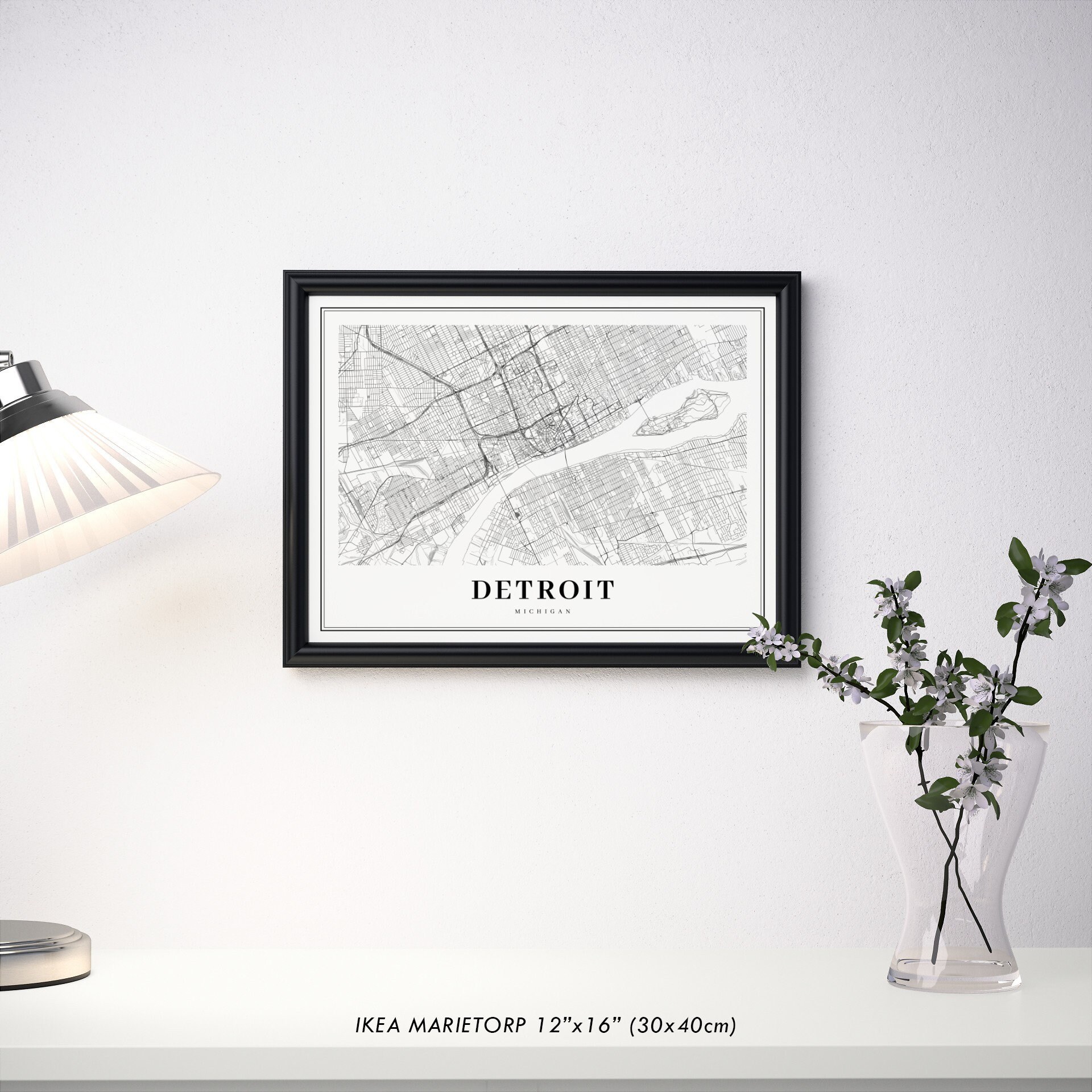 Detroit MI Map Print Michigan USA Map Art Poster Windsor | Etsy
