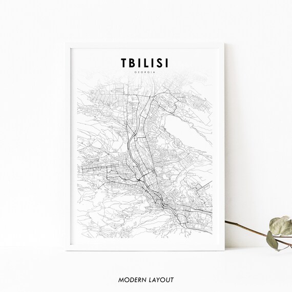 Tbilisi Georgia Map Print Map Art Poster თბილისი Tiflis City | Etsy