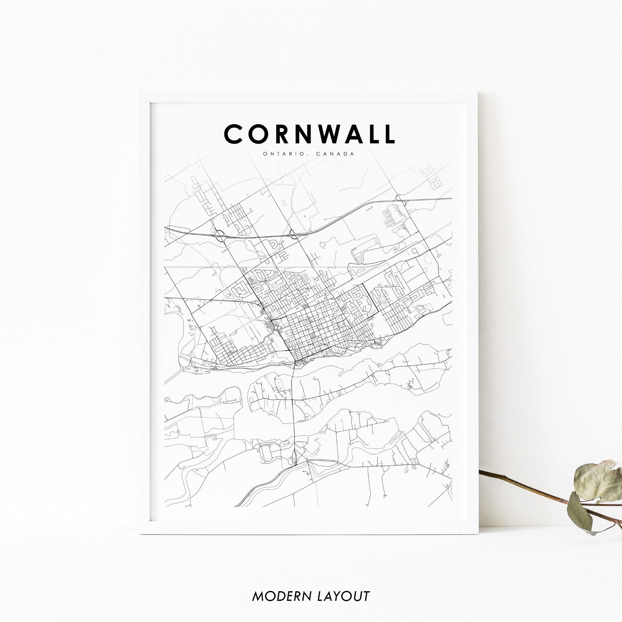 Cornwall Ontario Map Print ON Canada Map Art Poster City | Etsy