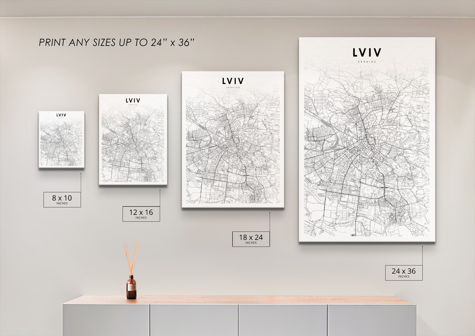 Lviv Ukraine Map Print, Map Art Poster, Львів Lvov Lviv Oblast, City ...