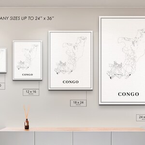 Republic of the Congo Map Print, Road Map Art Poster, Congo-brazzaville ...