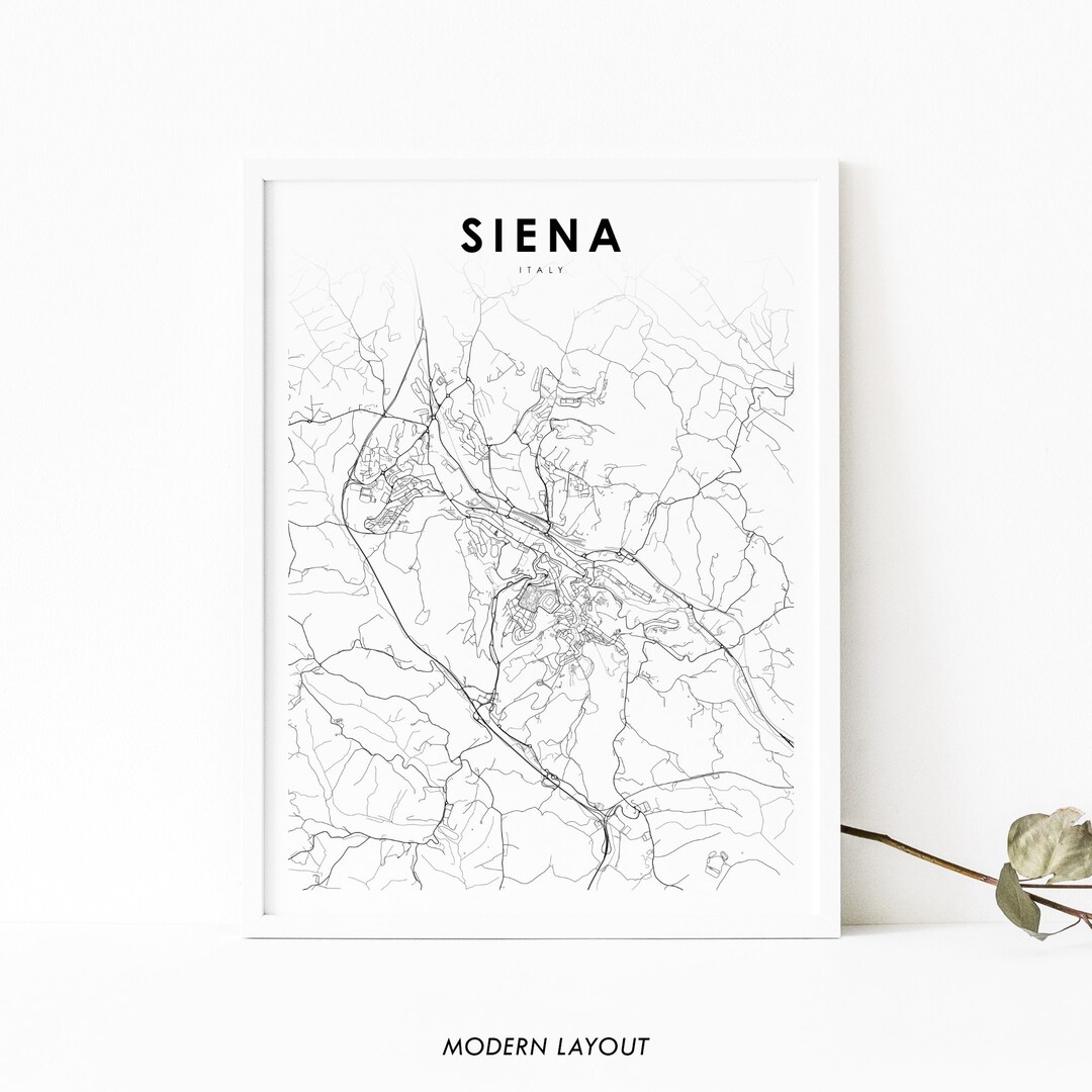 Siena Italy Map Print, Map Art Poster, Sienna Tuscany Italia, City ...