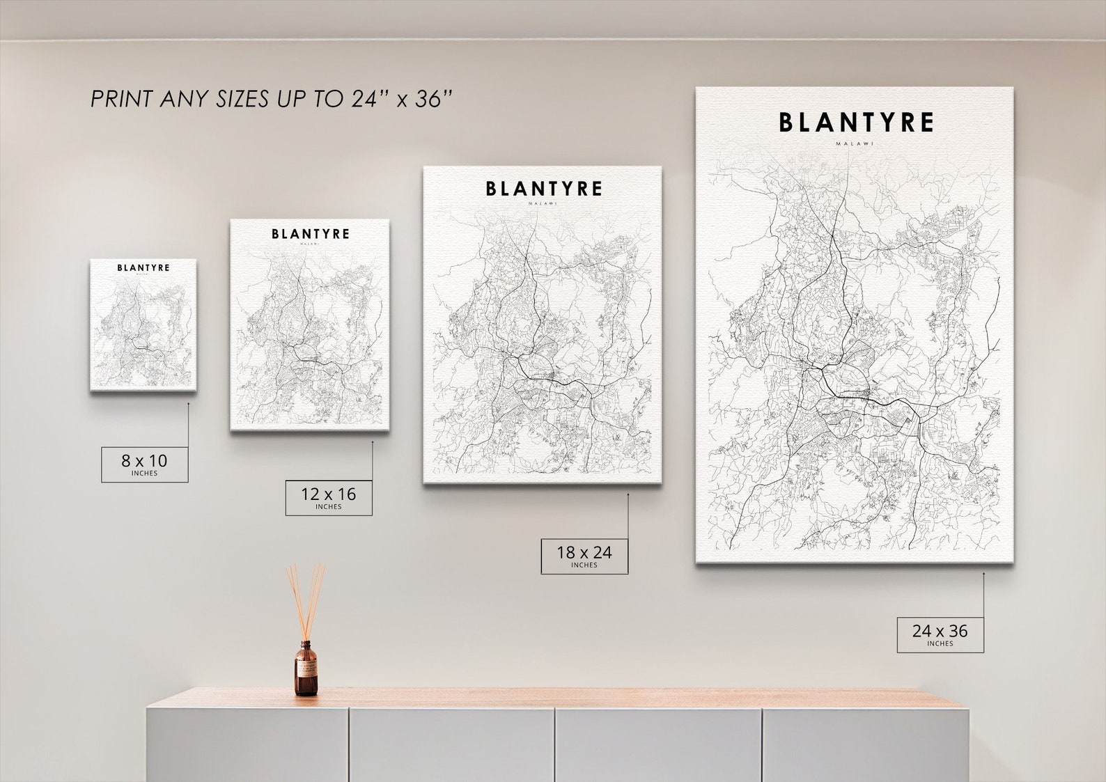 Blantyre Malawi Map Print Map Art Poster City Street Road | Etsy