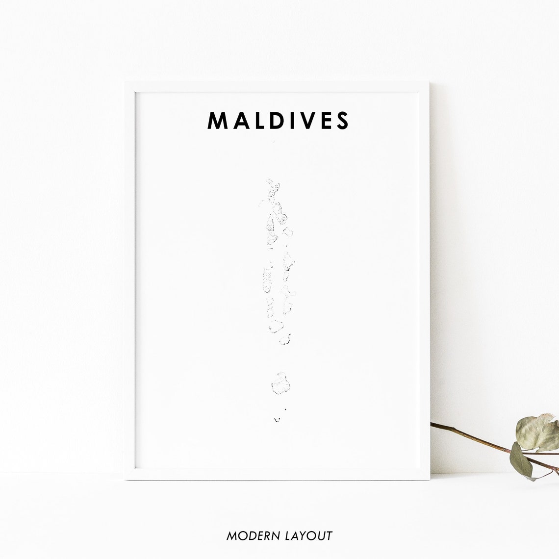 Maldives Map Print, Country Road Map Poster, Malé Addu City South Asian ...