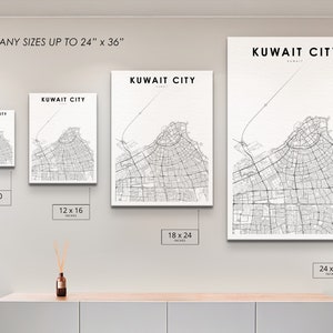 Kuwait City Map Print, Kuwait Map Art Poster, مدينة الكويت Arabian ...