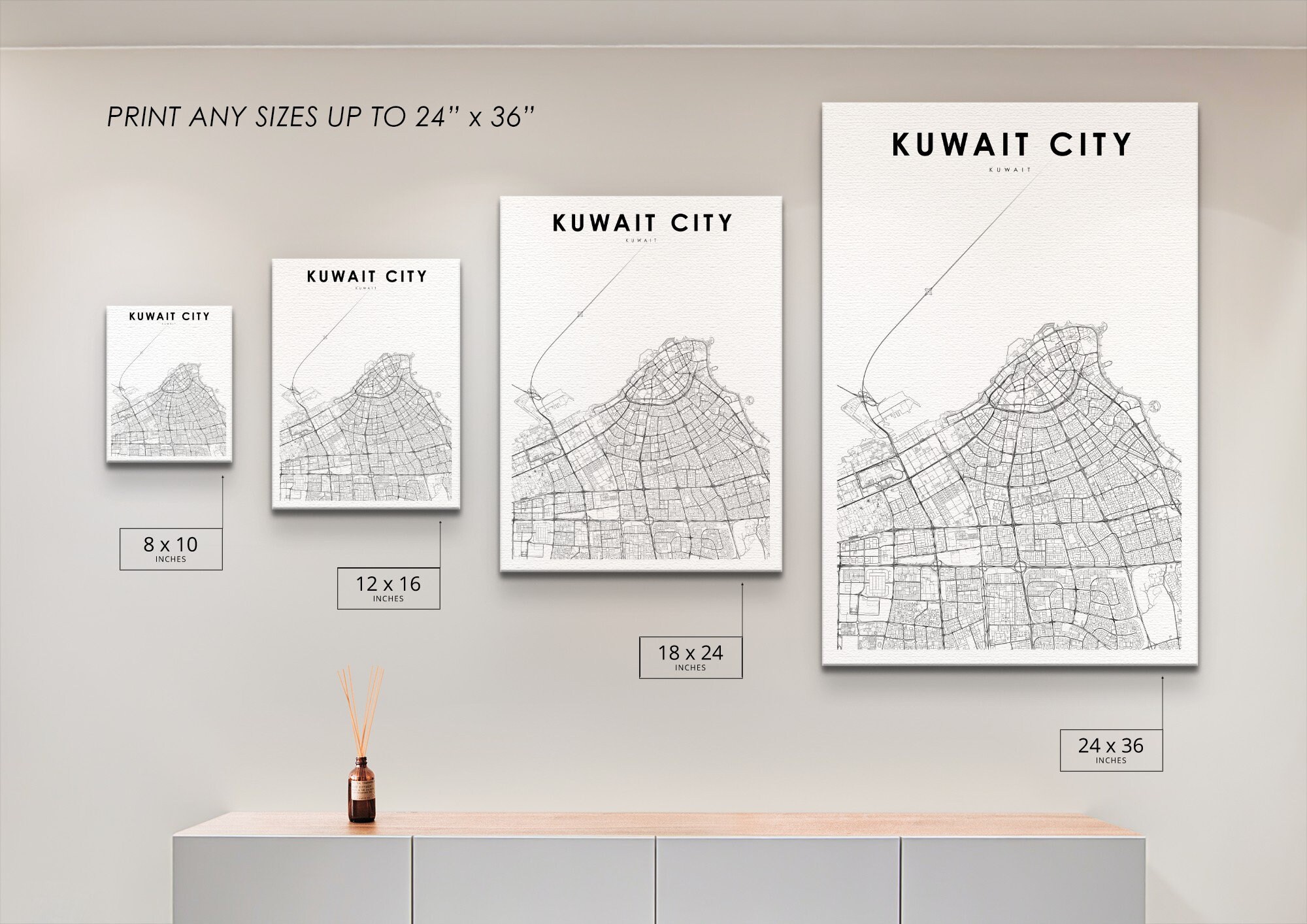 Kuwait City Map Print Kuwait Map Art Poster مدينة الكويت | Etsy