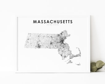 Massachusetts Map Poster | Etsy
