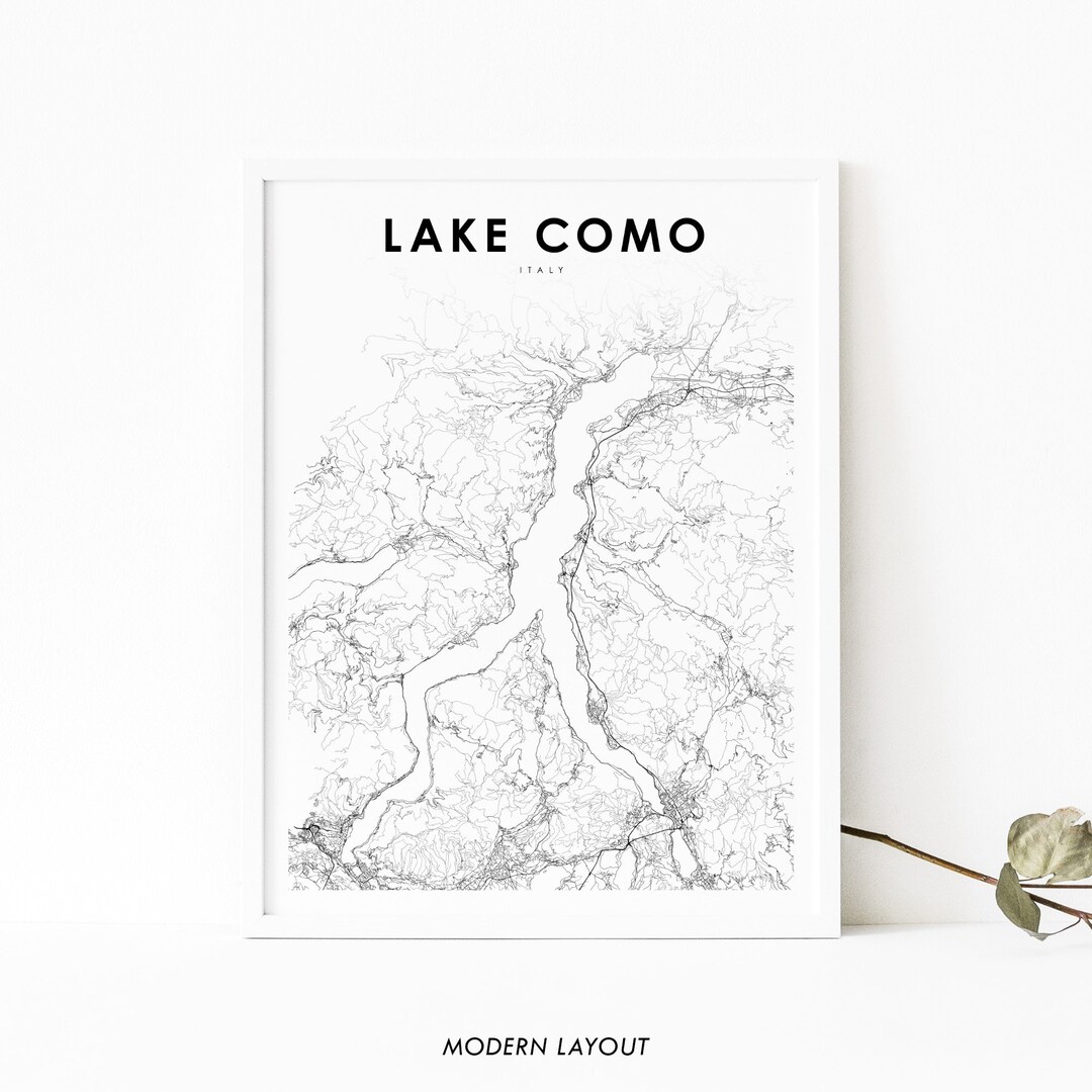 Lake Como Italy Map Print, Map Art Poster, Lago Di Como Italia, City ...