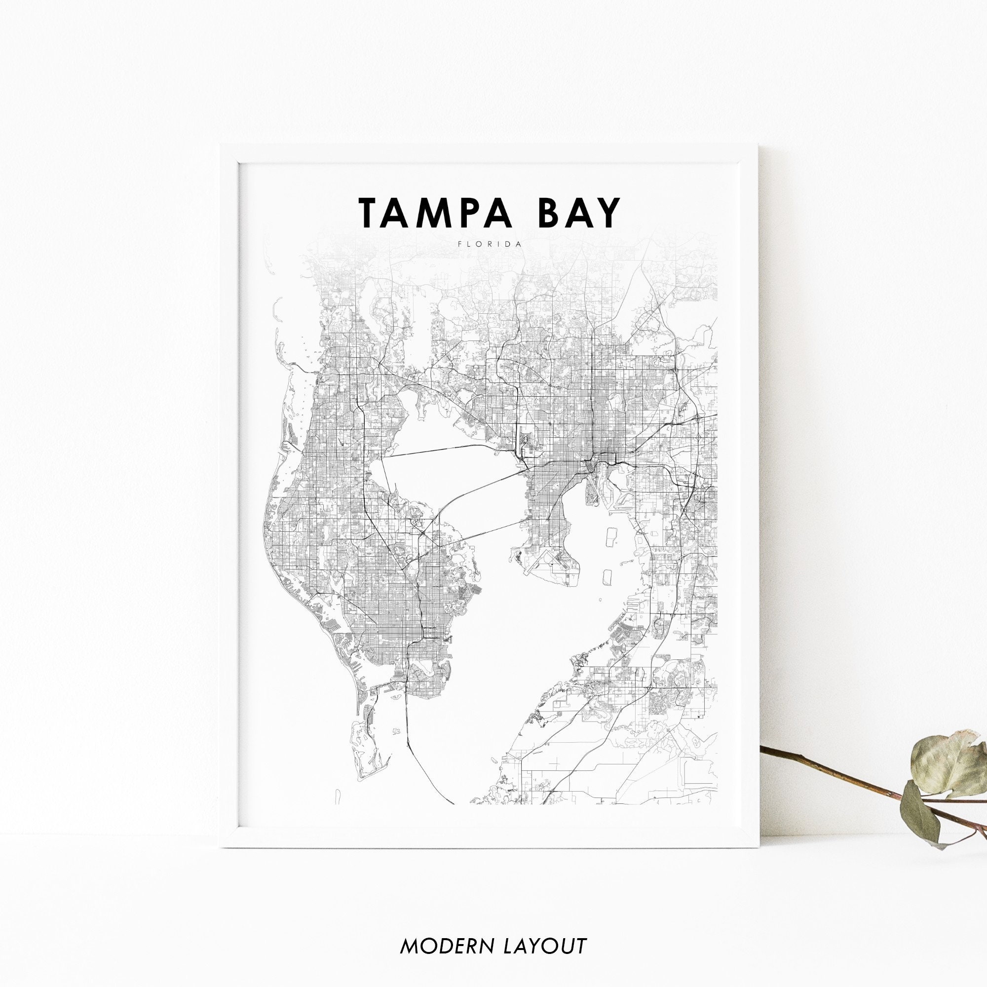 Tampa Bay Area FL Map Print Florida USA Map Art Poster City - Etsy