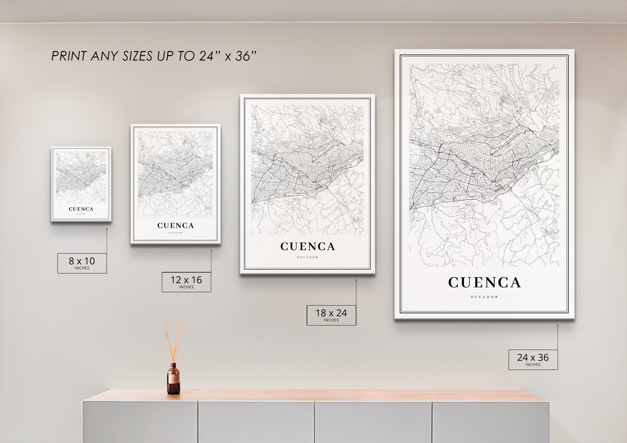 Cuenca Ecuador Map Print Map Art Poster Santa Ana Cuatro | Etsy