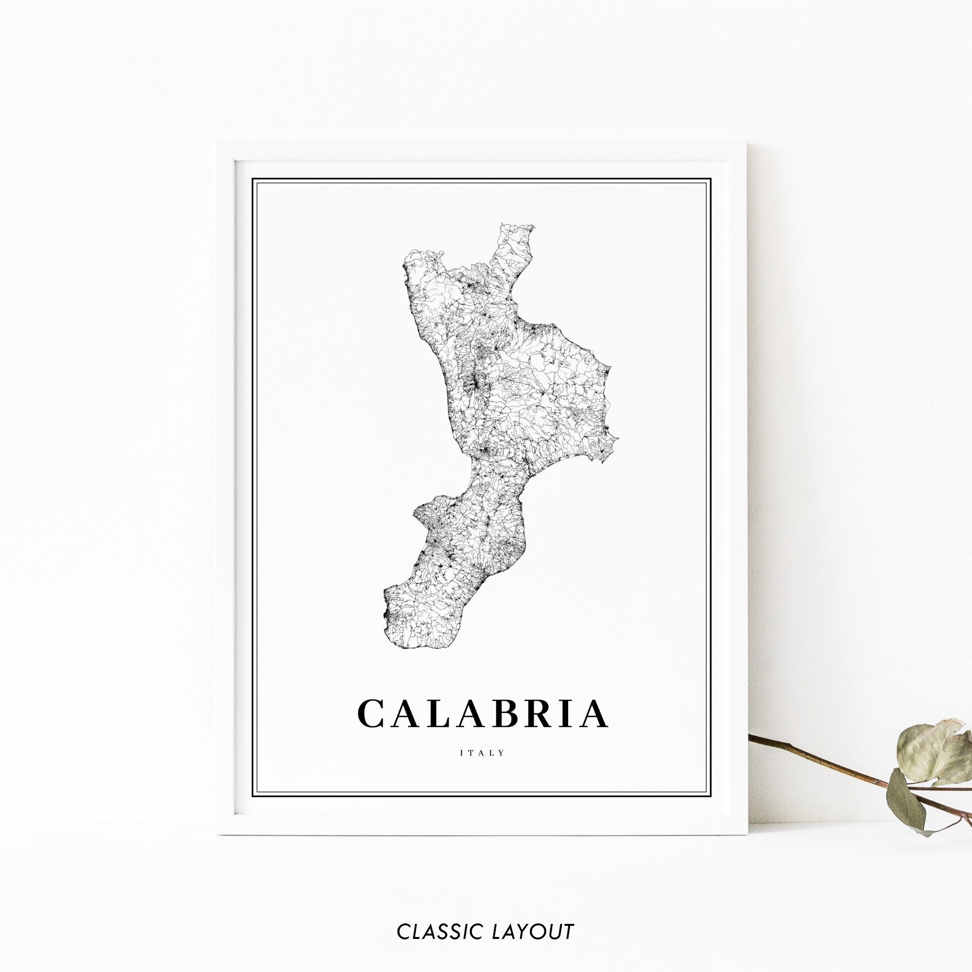 Calabria Italy Map Print Road Map Art Poster Calàbbria - Etsy