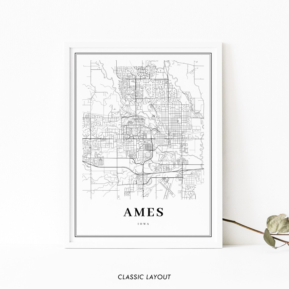 Ames IA Map Print Iowa USA Map Art Poster Story County City | Etsy