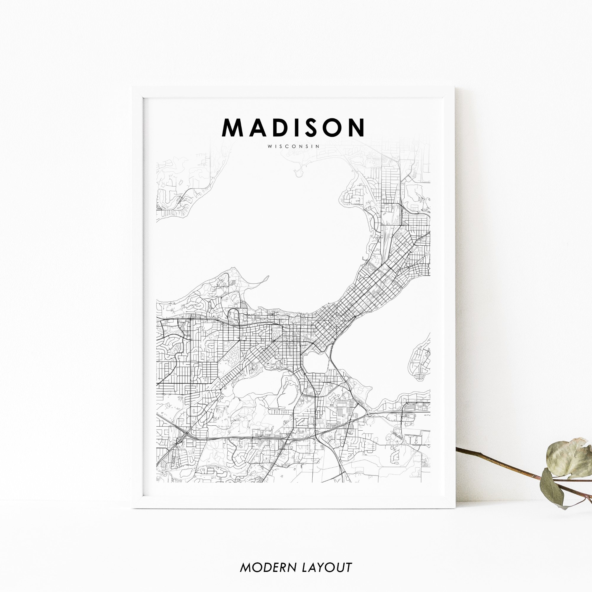 Downtown Madison WI Map Print, Wisconsin USA Map Art Poster, City ...