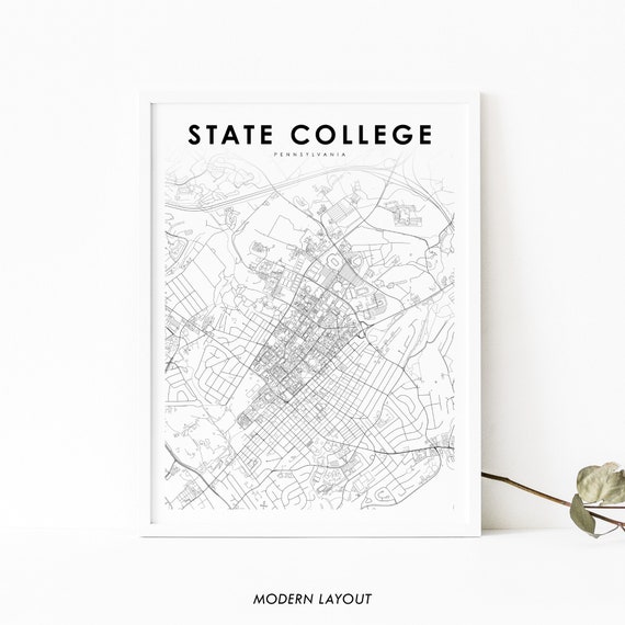 State College PA Map Print Pennsylvania USA Map Art Poster | Etsy
