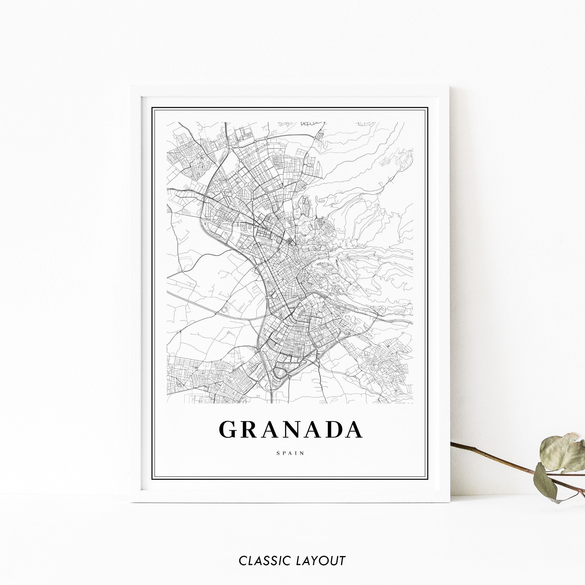 Granada Spain Map Print Map Art Poster Andalusia City | Etsy