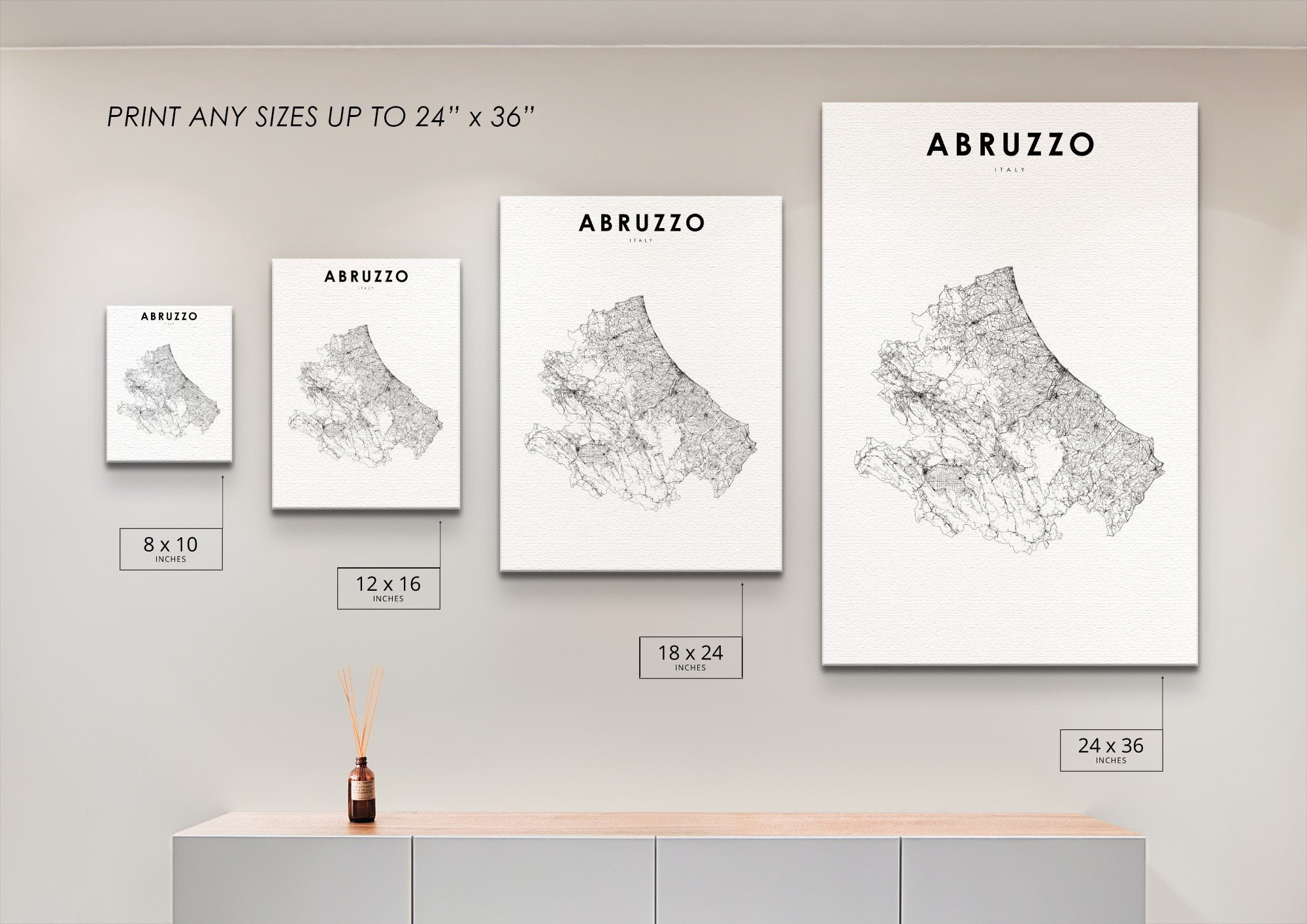 Abruzzo Italy Map Print Road Map Art Poster Abruzzi Abbrùzzu | Etsy