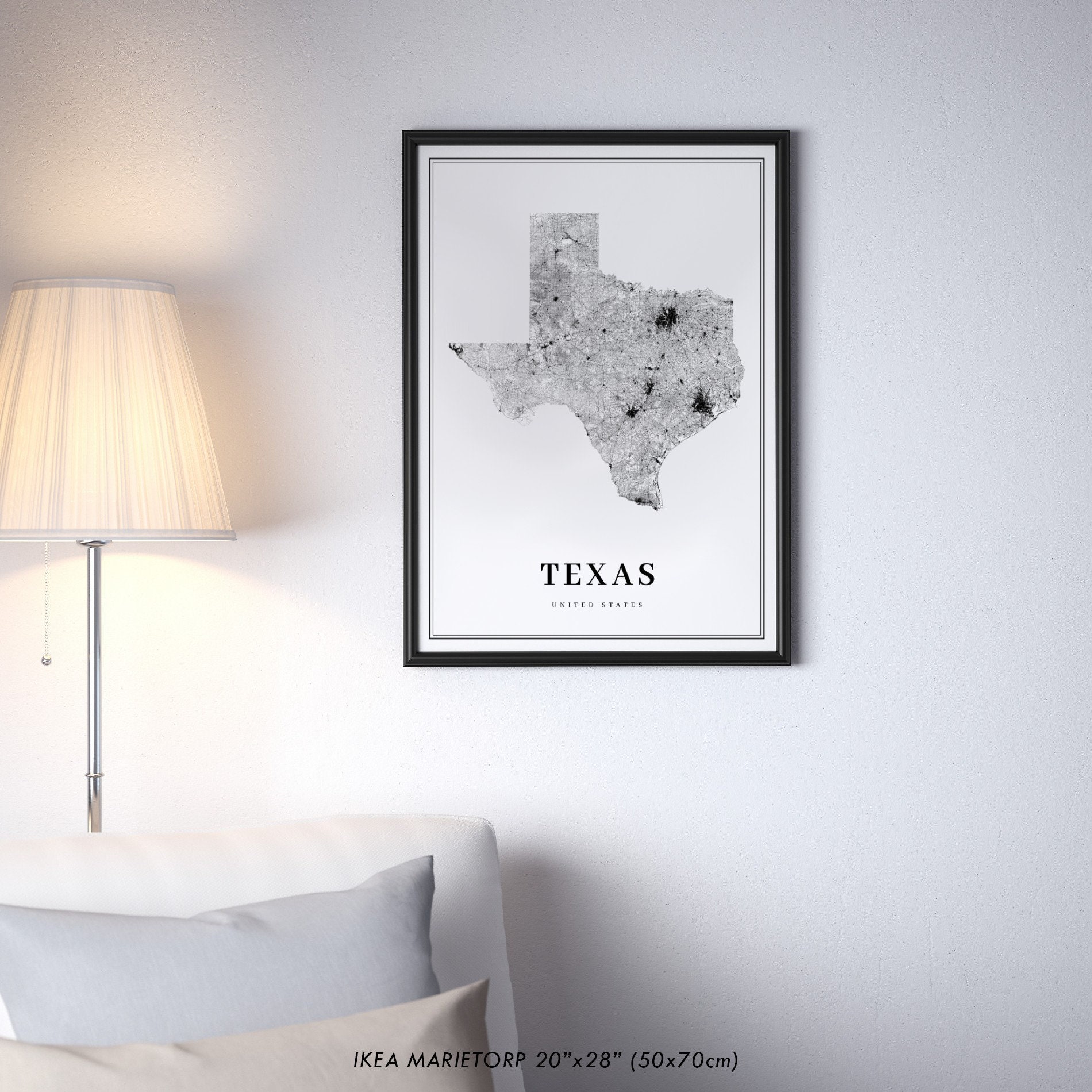 Texas Map Print, State Road Map Print, TX USA United States Map Art ...
