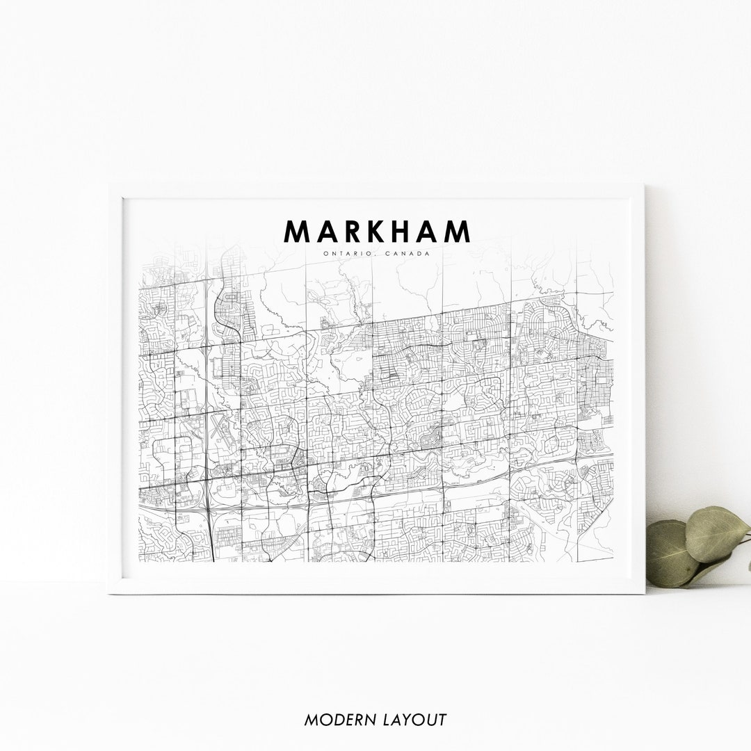 Markham Ontario Map Print, Toronto ON Canada Map Art Poster, City ...