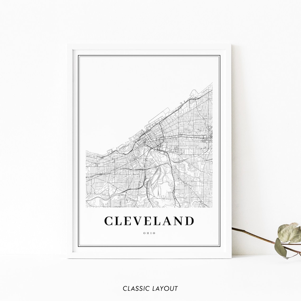 Cleveland OH Map Print, Ohio USA Map Art Poster, Cuyahoga County, City ...