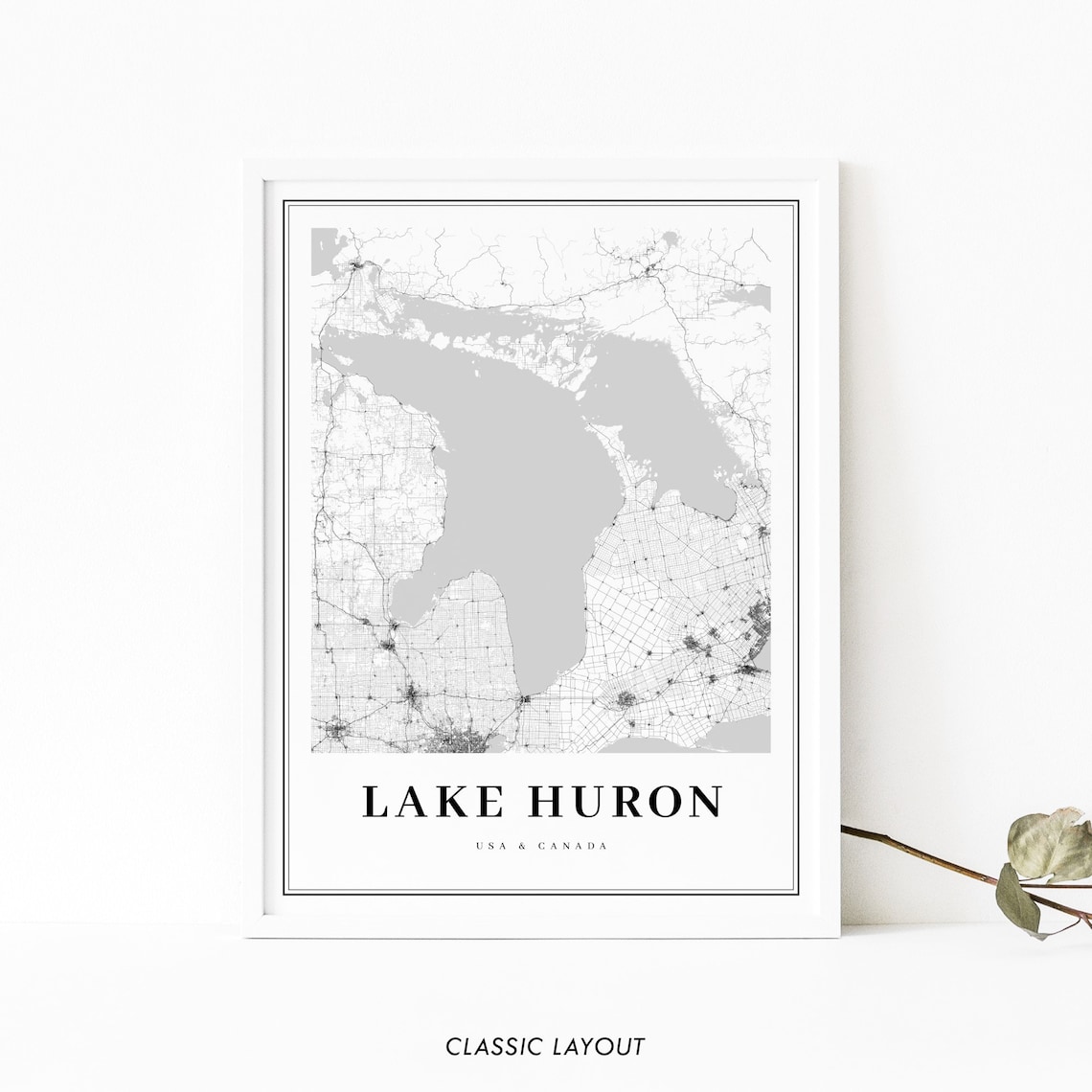 Lake Huron Map Print Great Lakes Michigan USA Ontario Canada - Etsy Canada