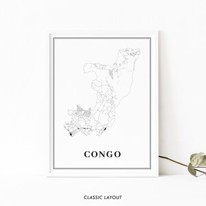 Republic of the Congo Map Print, Road Map Art Poster, Congo-brazzaville ...