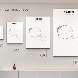 Tahiti Map Print, French Polynesia Map Art Poster, Otaheite Moorea City ...