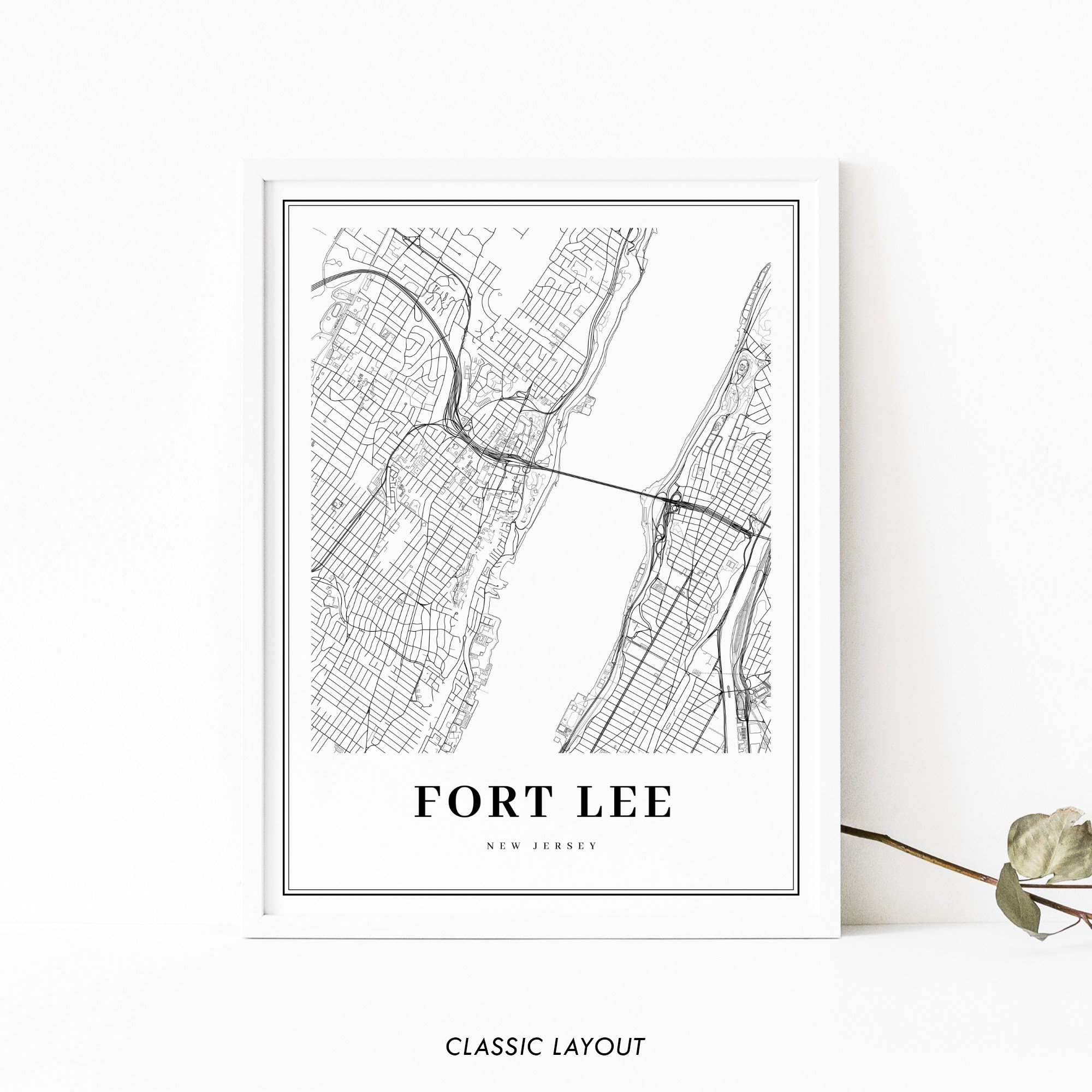 Fort Lee NJ Map Print New Jersey USA Map Art Poster Bergen | Etsy