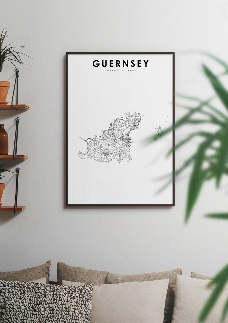 Guernsey Map Print, Channel Islands UK Map Art Poster, Bailliage De ...