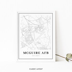 Mcguire AFB NJ Map Print, Air Force Base New Jersey USA, Army Base ...
