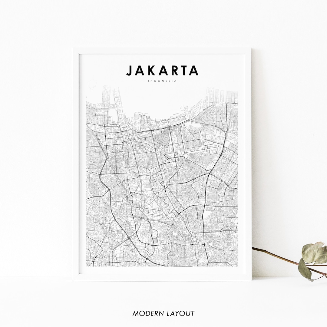 Jakarta Indonesia Map Print, Map Art Poster, City Street Road Map Print ...
