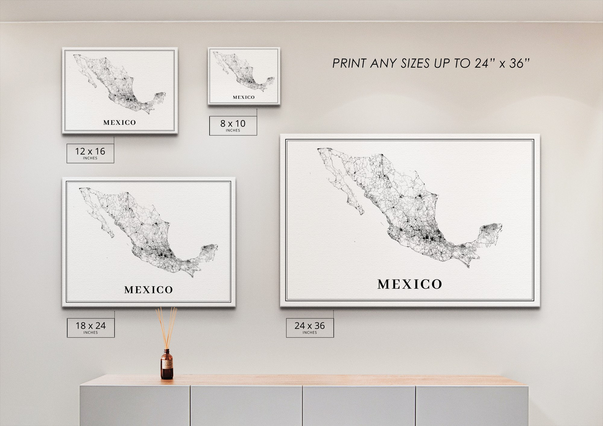Mexico Map Print Road Map Poster México Estados Unidos | Etsy