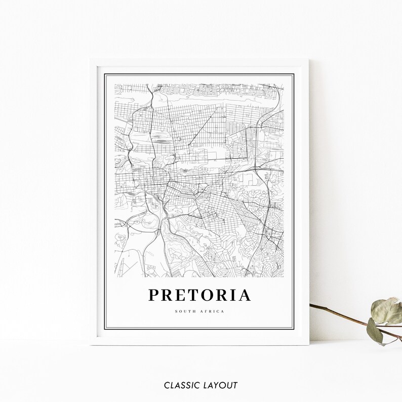Pretoria South Africa Map Print, Map Art Poster, Gauteng, City Street ...
