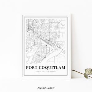 Port Coquitlam BC Map Print, British Columbia Canada Map Art Poster ...