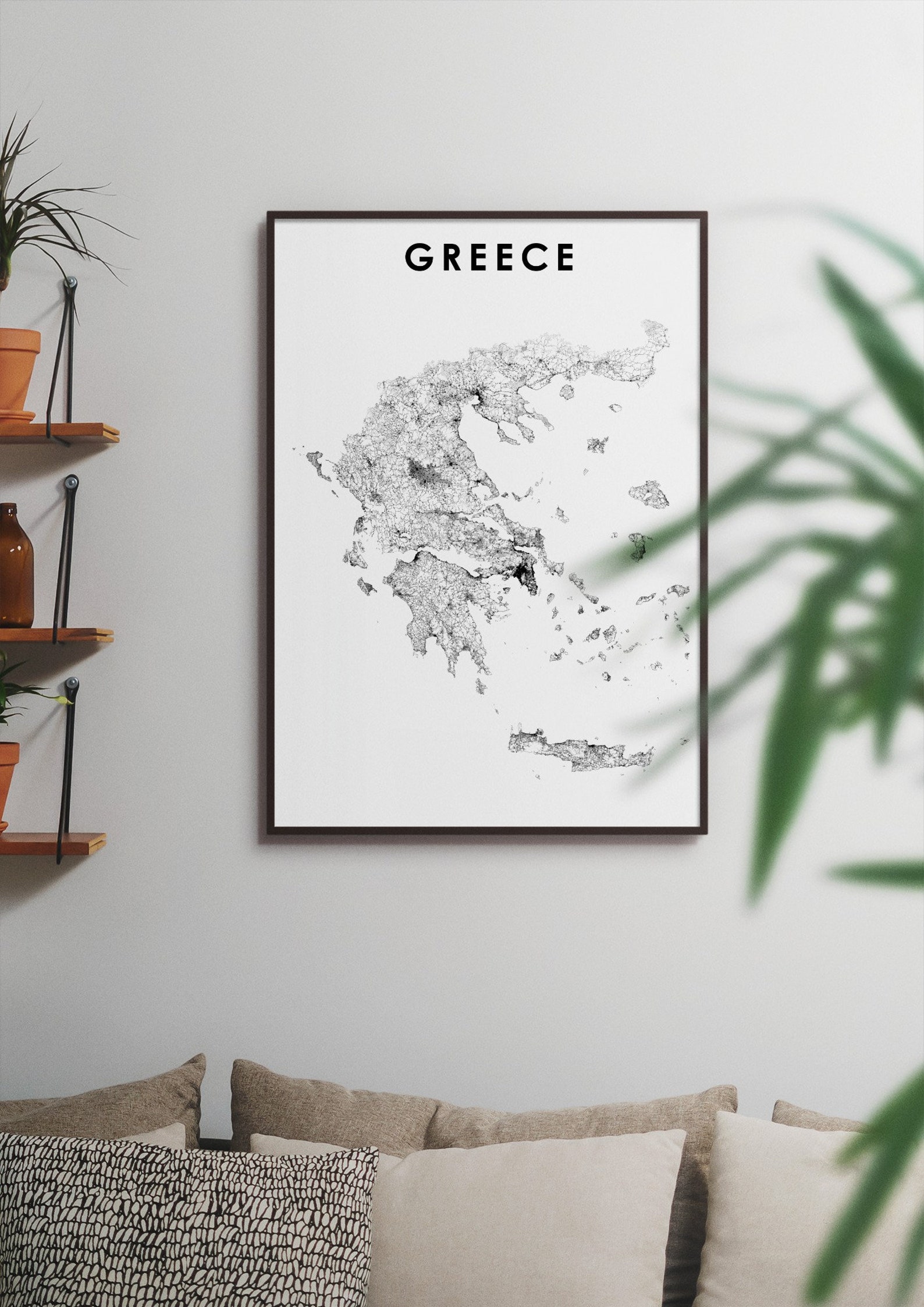 Greece Map Print Greece Road Map Poster Ελλάδα Greek Hellas - Etsy