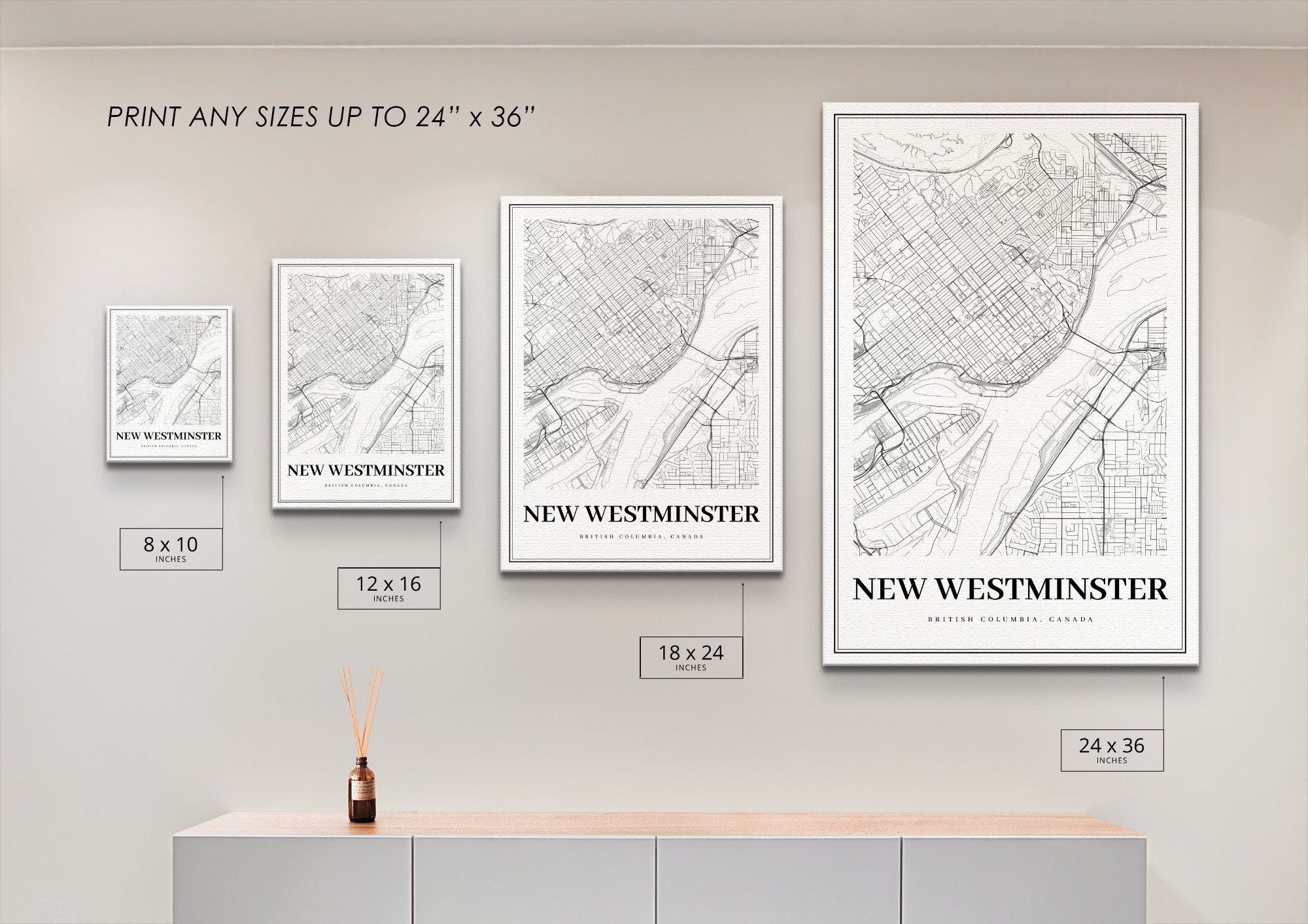 New Westminster BC Map Print British Columbia Canada Map Art | Etsy