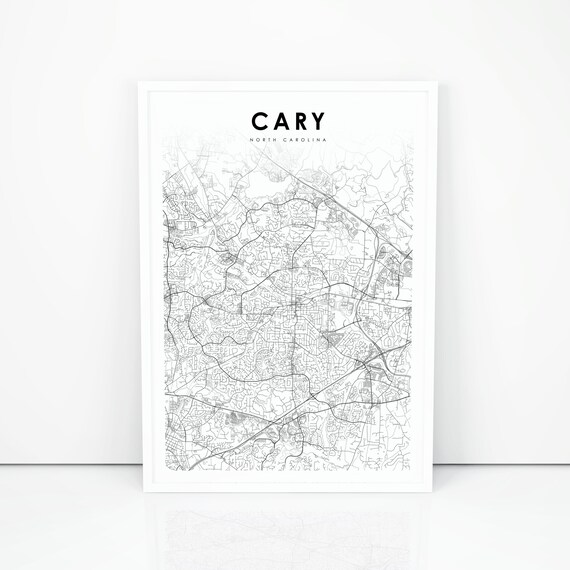 Cary NC Map Print North Carolina USA Map Art Poster Wake | Etsy