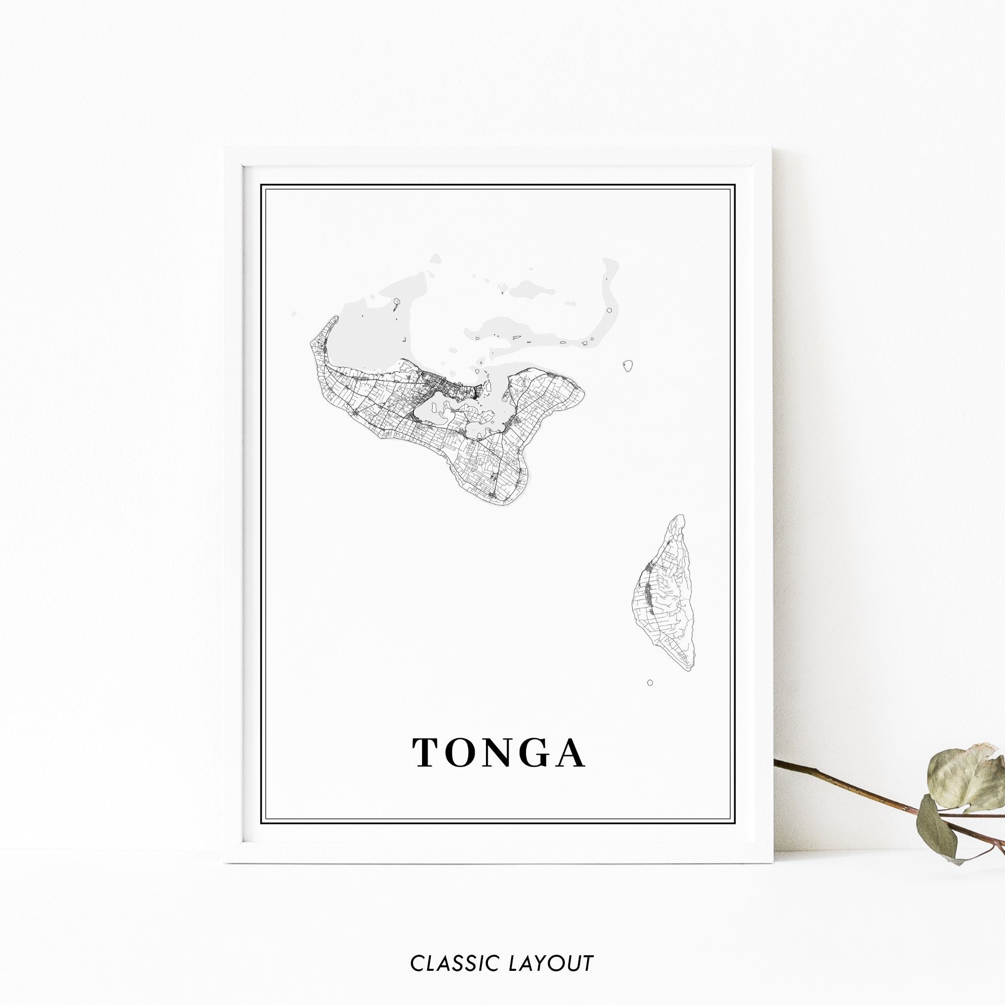 Tonga Map Print Country Road Map Art Poster Nukuʻalofa | Etsy