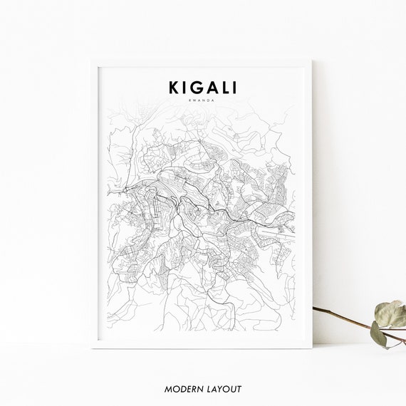 Kigali Rwanda Map Print Map Art Poster City Street Road Map | Etsy